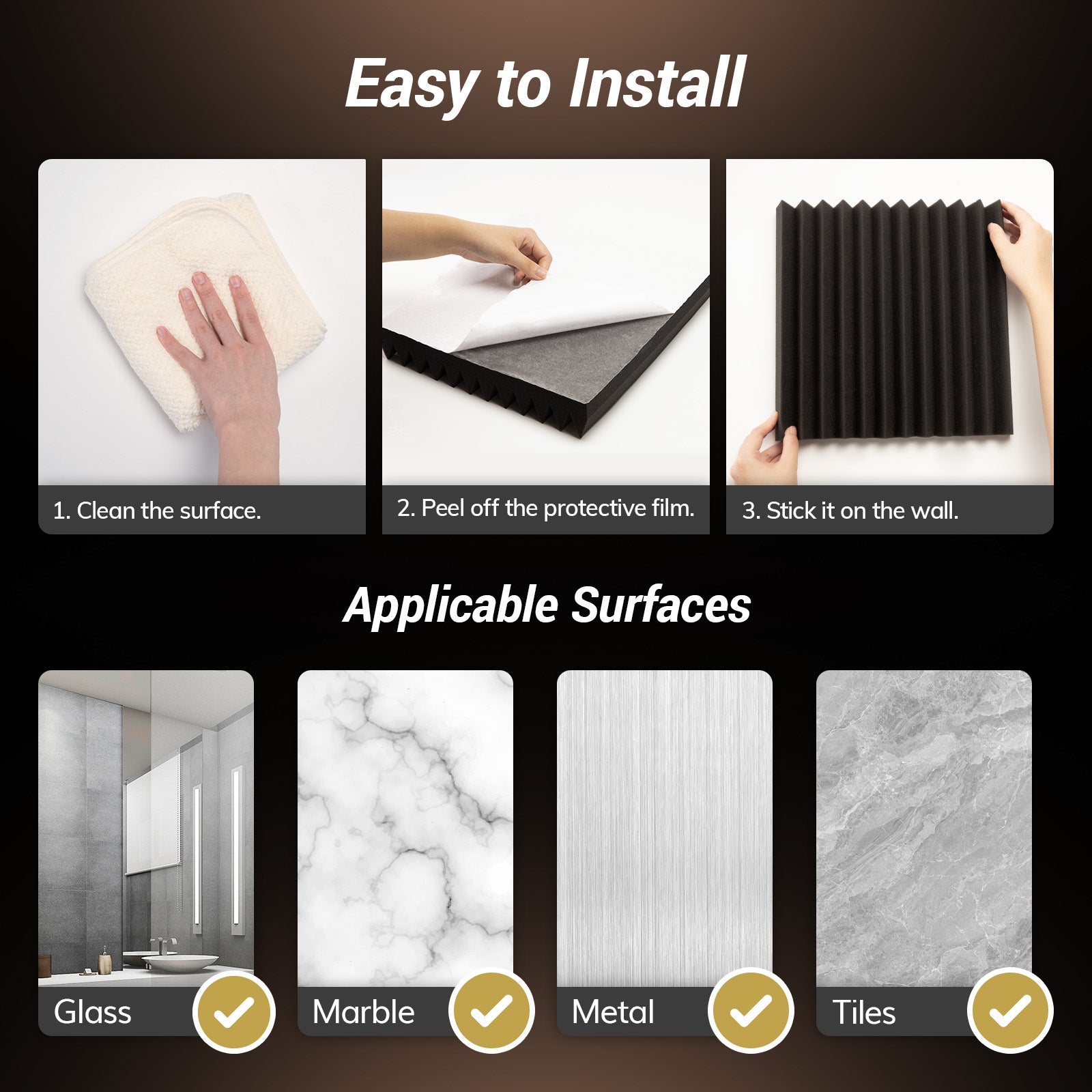 12 Pack Self-Adhesive Acoustic Foam Panels - TONOR