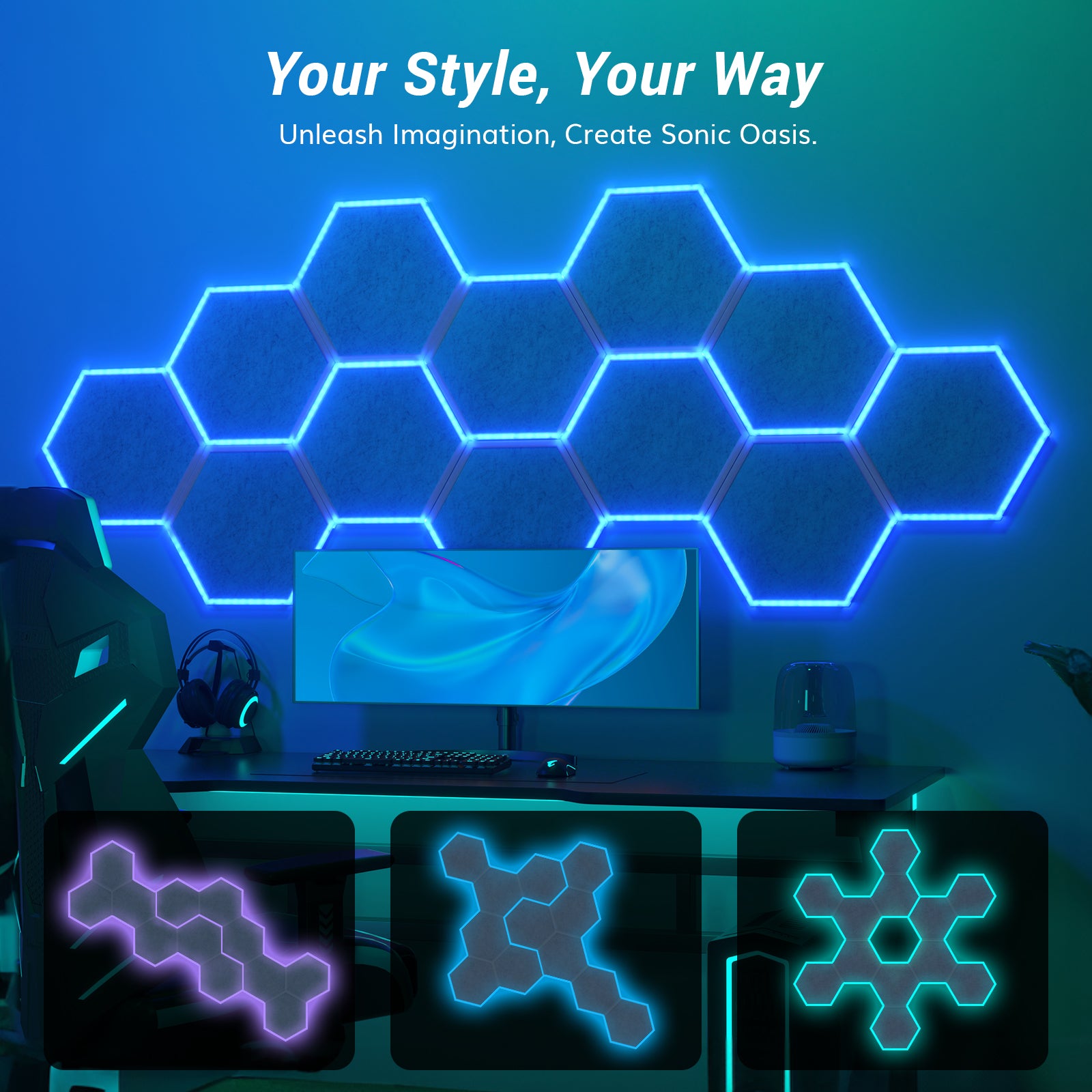 12 Set RGB Acoustic Panels - TONOR