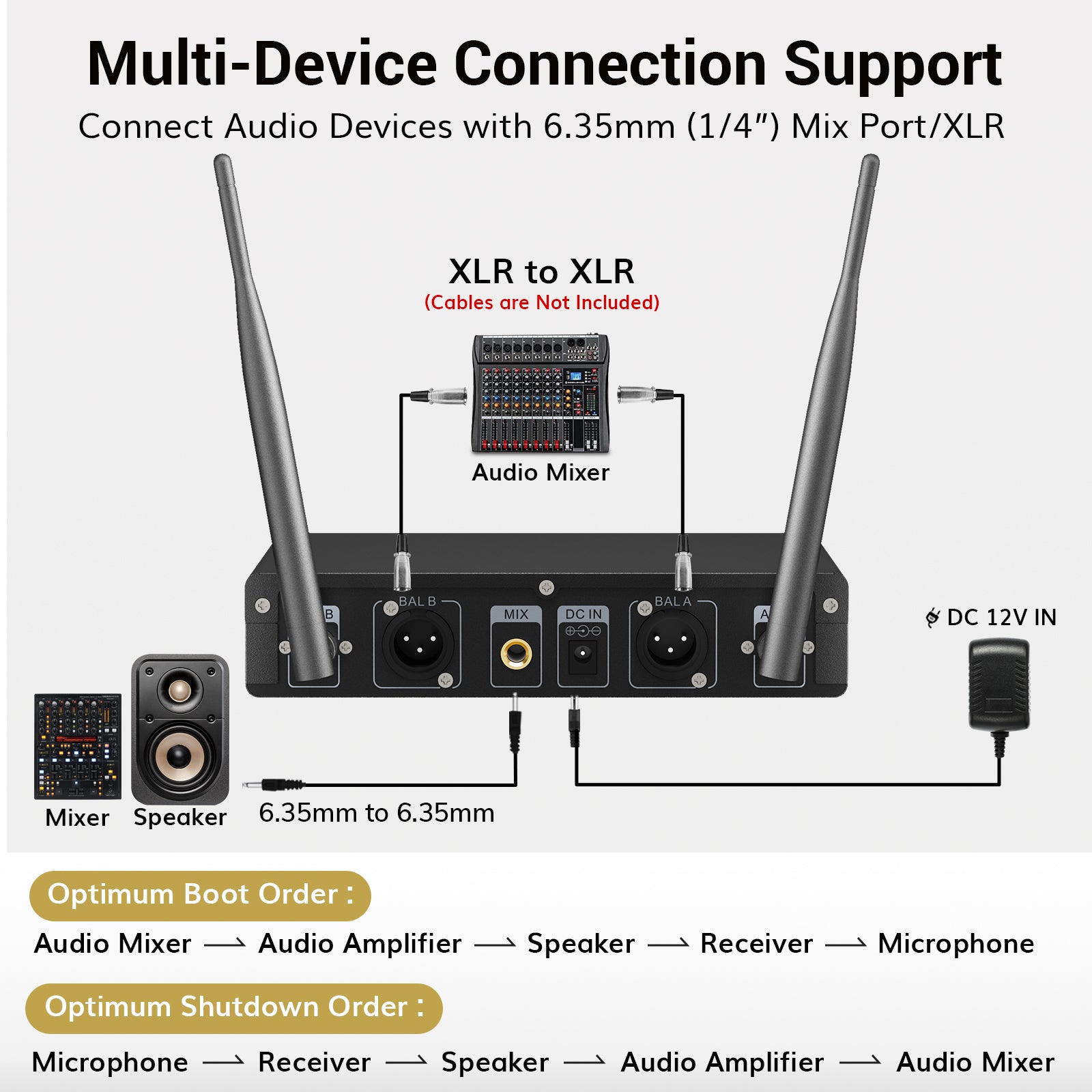 TW822 UHF Wireless Microphones System - TONOR