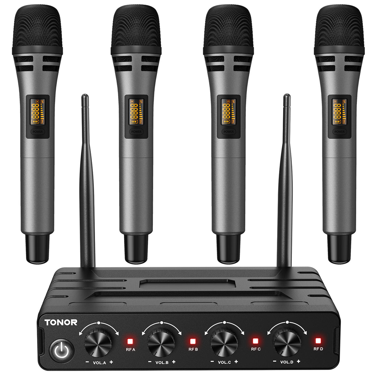 TW360 Wireless Microphone System with 4x10 Channel Cordless Handheld ...