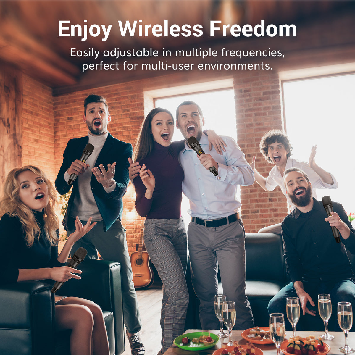 TW360 Wireless Microphone System with 4x10 Channel Cordless Handheld ...