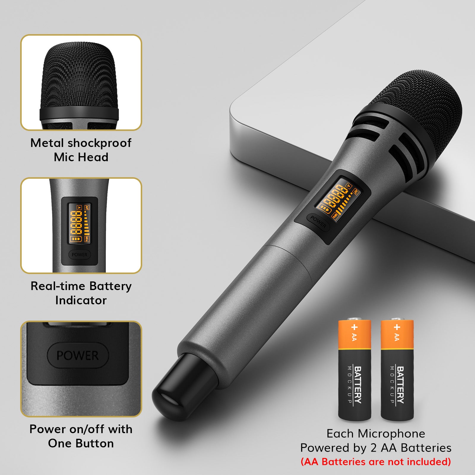 TW360 Wireless Microphone System with 4x10 Channel Cordless Handheld ...