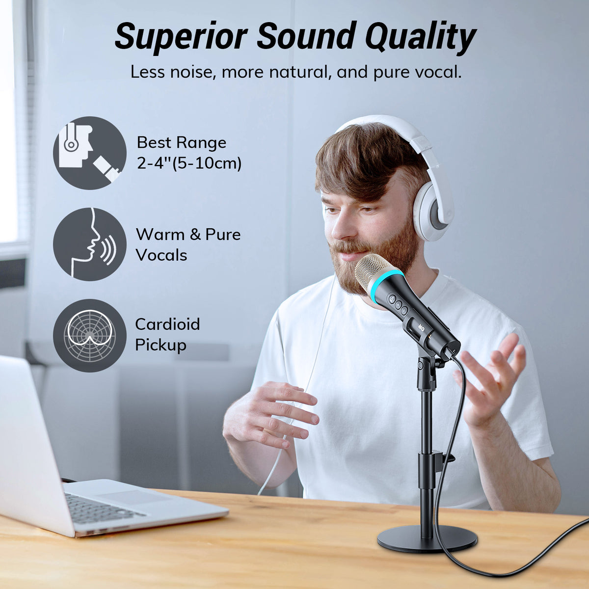 TD310 USB dynamic microphone with RGB, compatible with PC/mobile phone ...