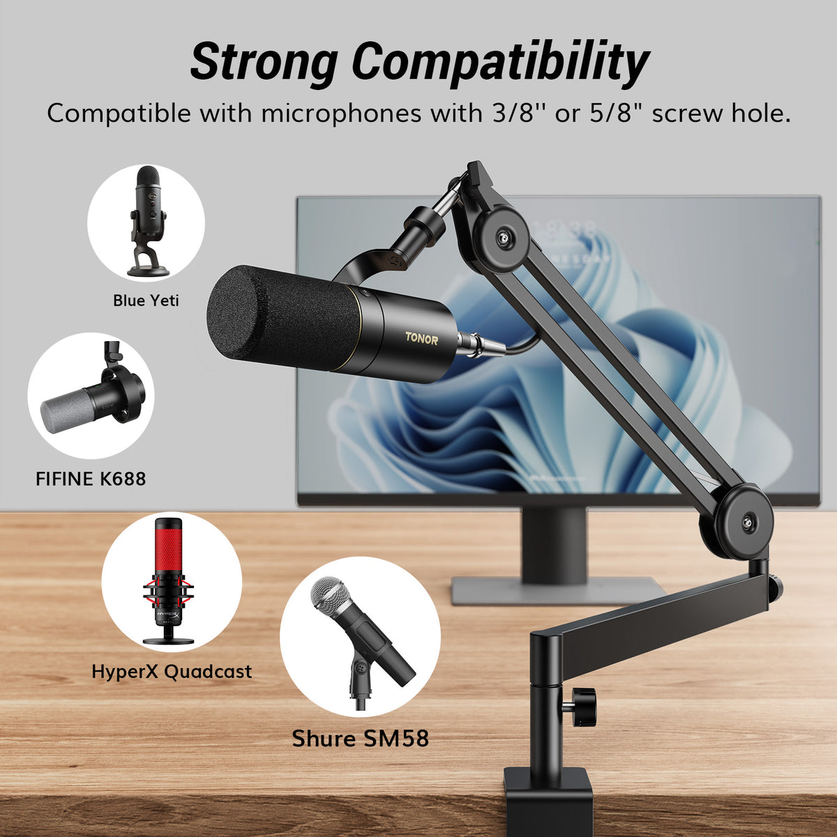 T40LP Microphone Boom, Low Profile Microphone Arm, Fully Adjustable ...