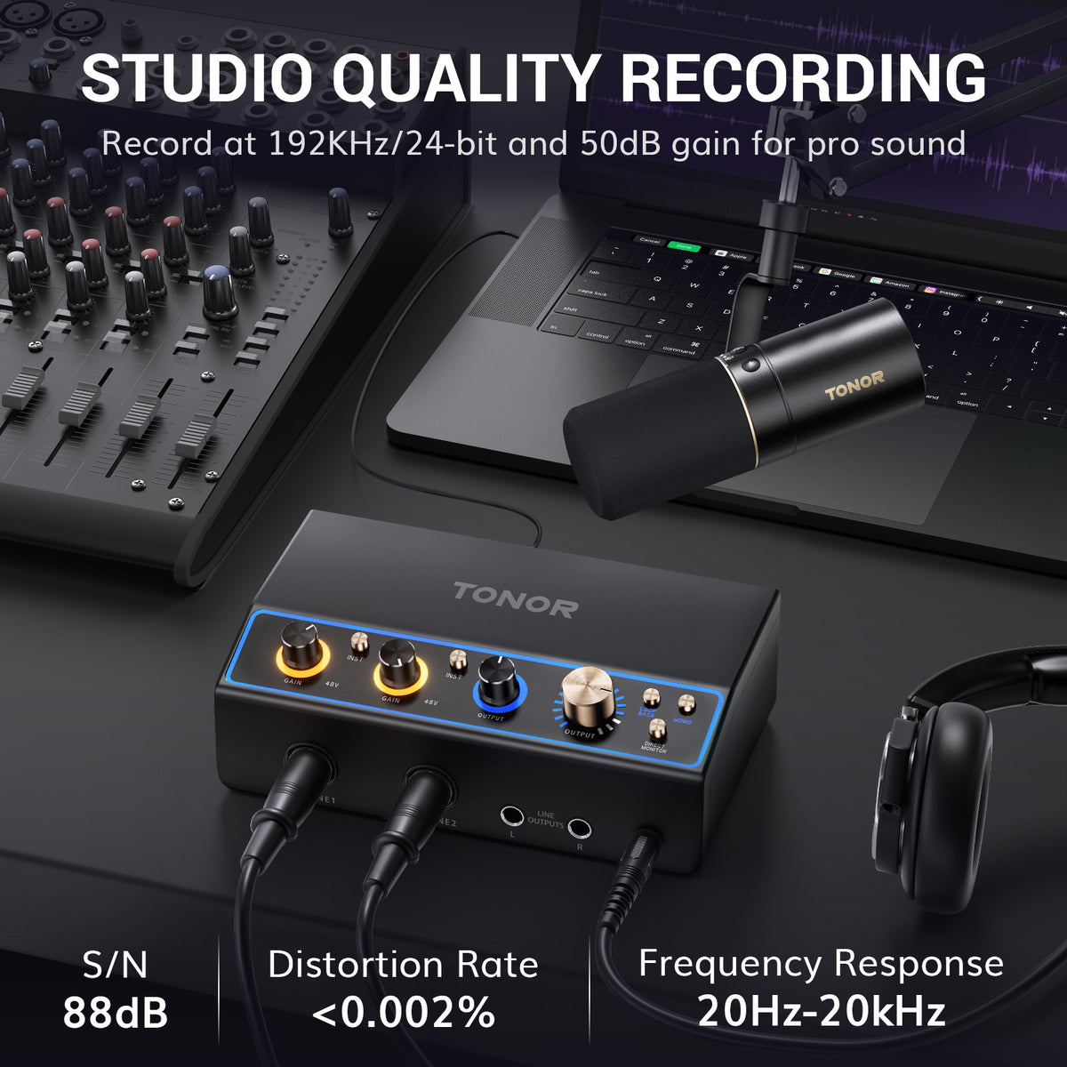 TX510 2O2 Audio Interface, USB Audio Mixer - TONOR