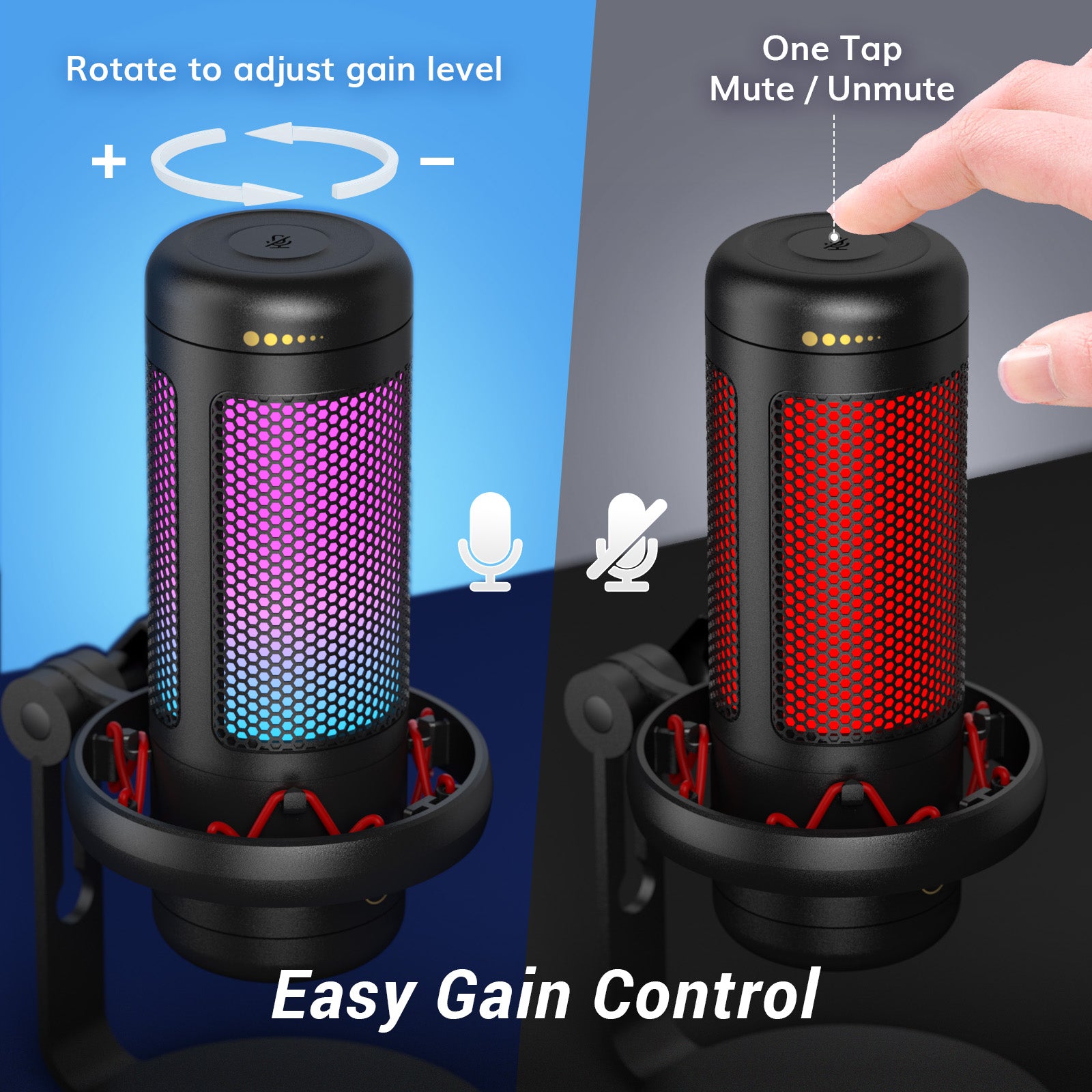 USB Microphone with RGB/Gain Control - TONOR