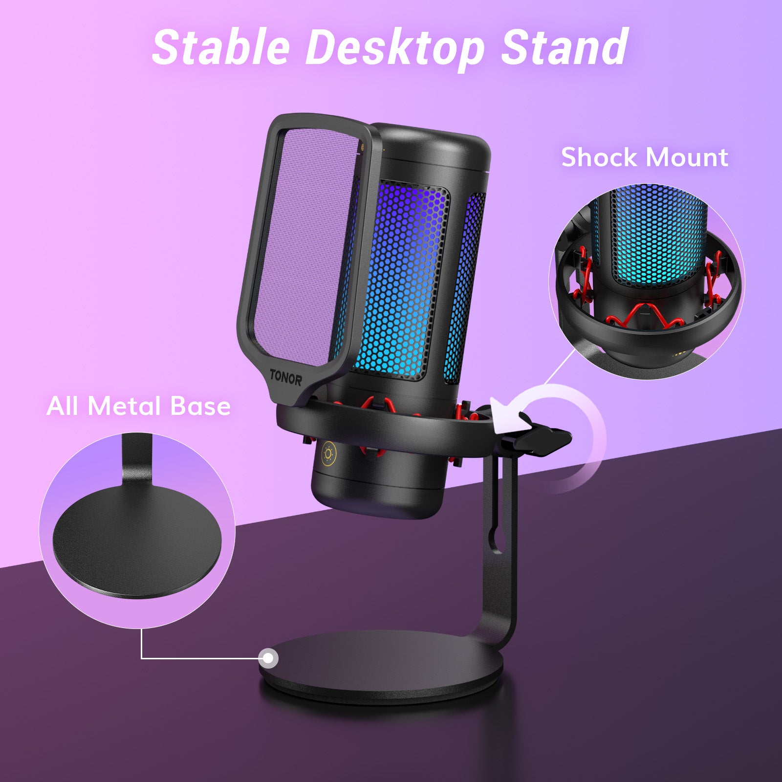 USB Microphone with RGB/Gain Control - TONOR