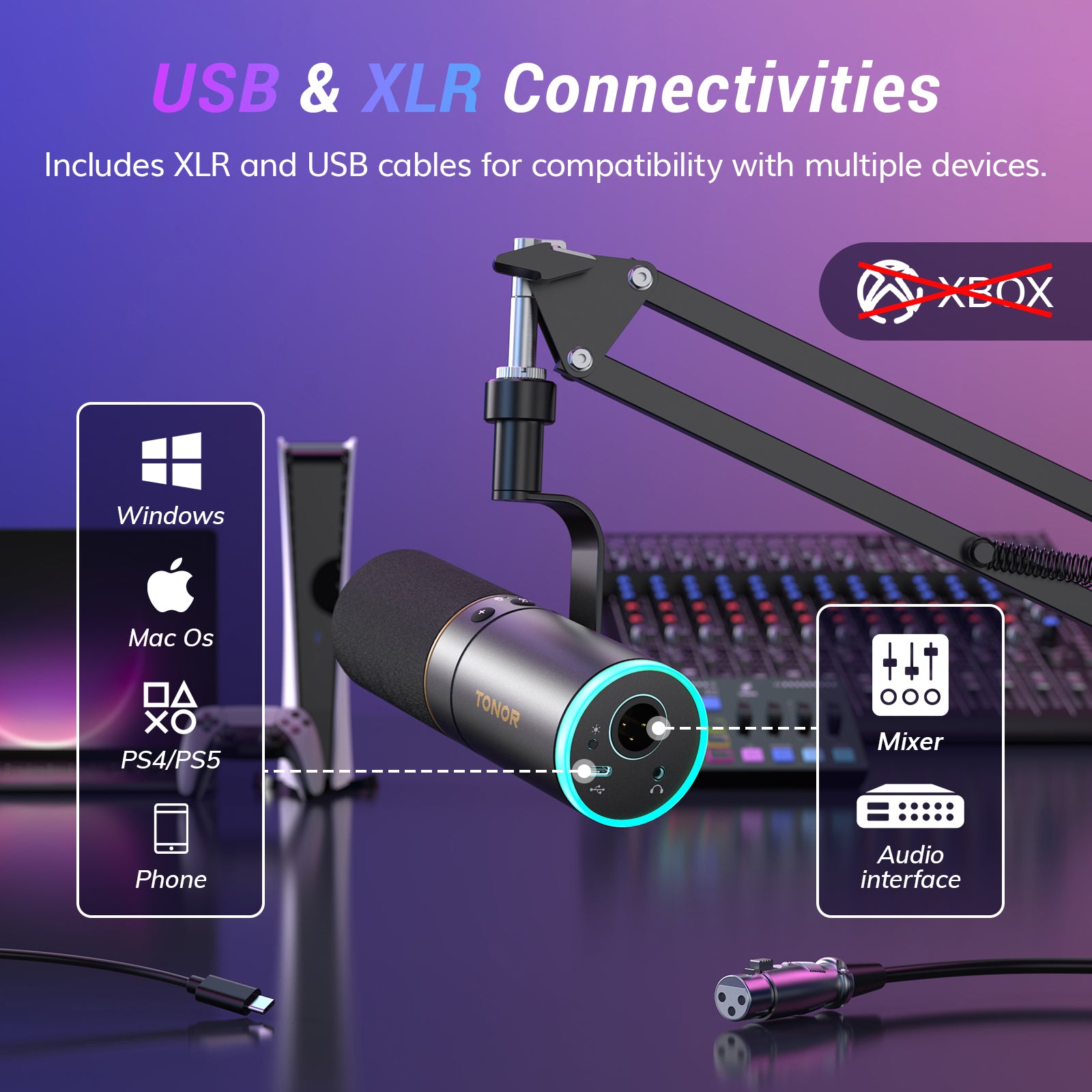 TD520S+ XLR/USB Gaming Microphone Kit - TONOR