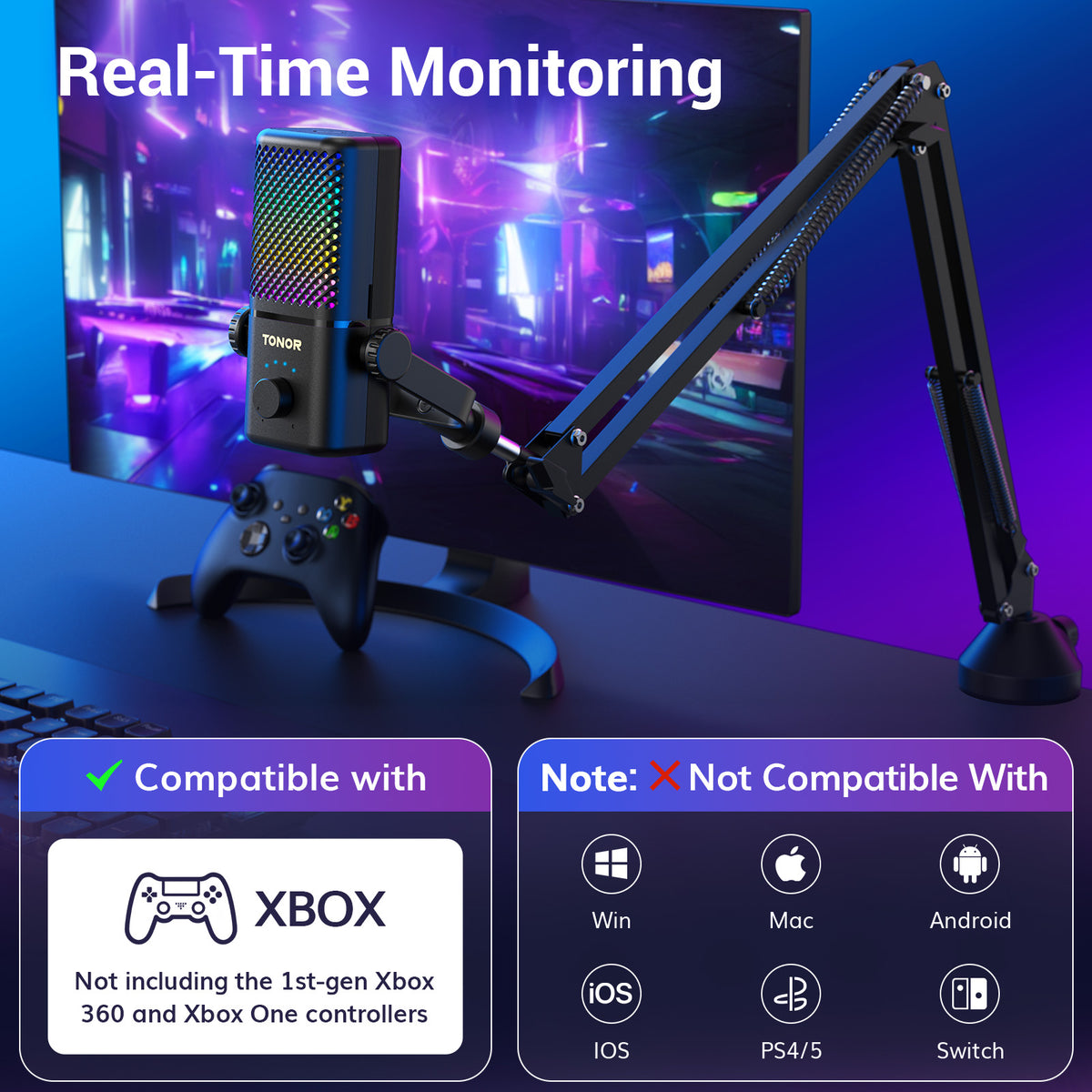 TCX3+ Gaming Microphone Compatible with Xbox - TONOR