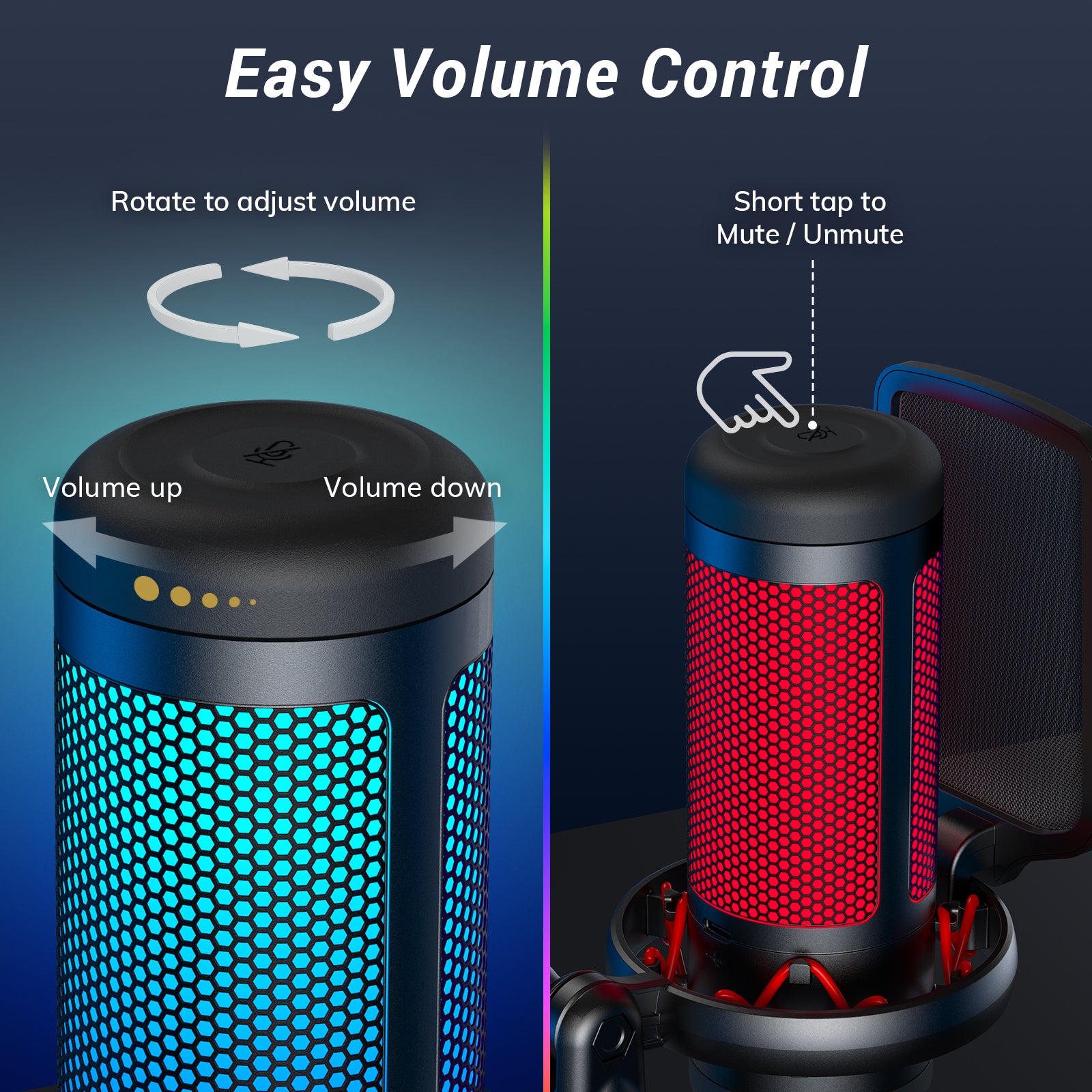 TC310+ RGB Condenser Mic With Boom Arm - TONOR