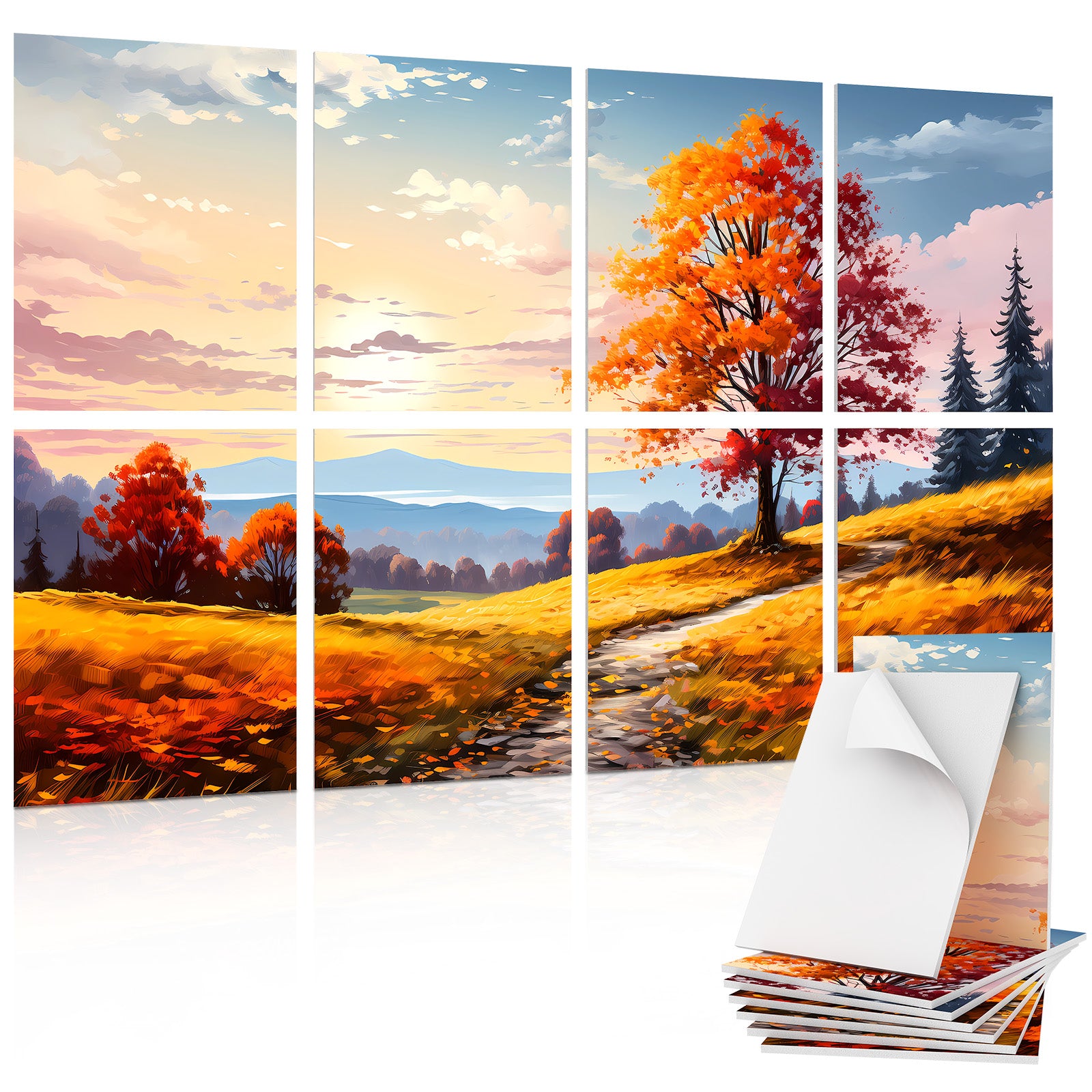 8 Pack Art Acoustic Panel, Self-Adhesive Wall Panels, 16 * 12 * 0.4 ...