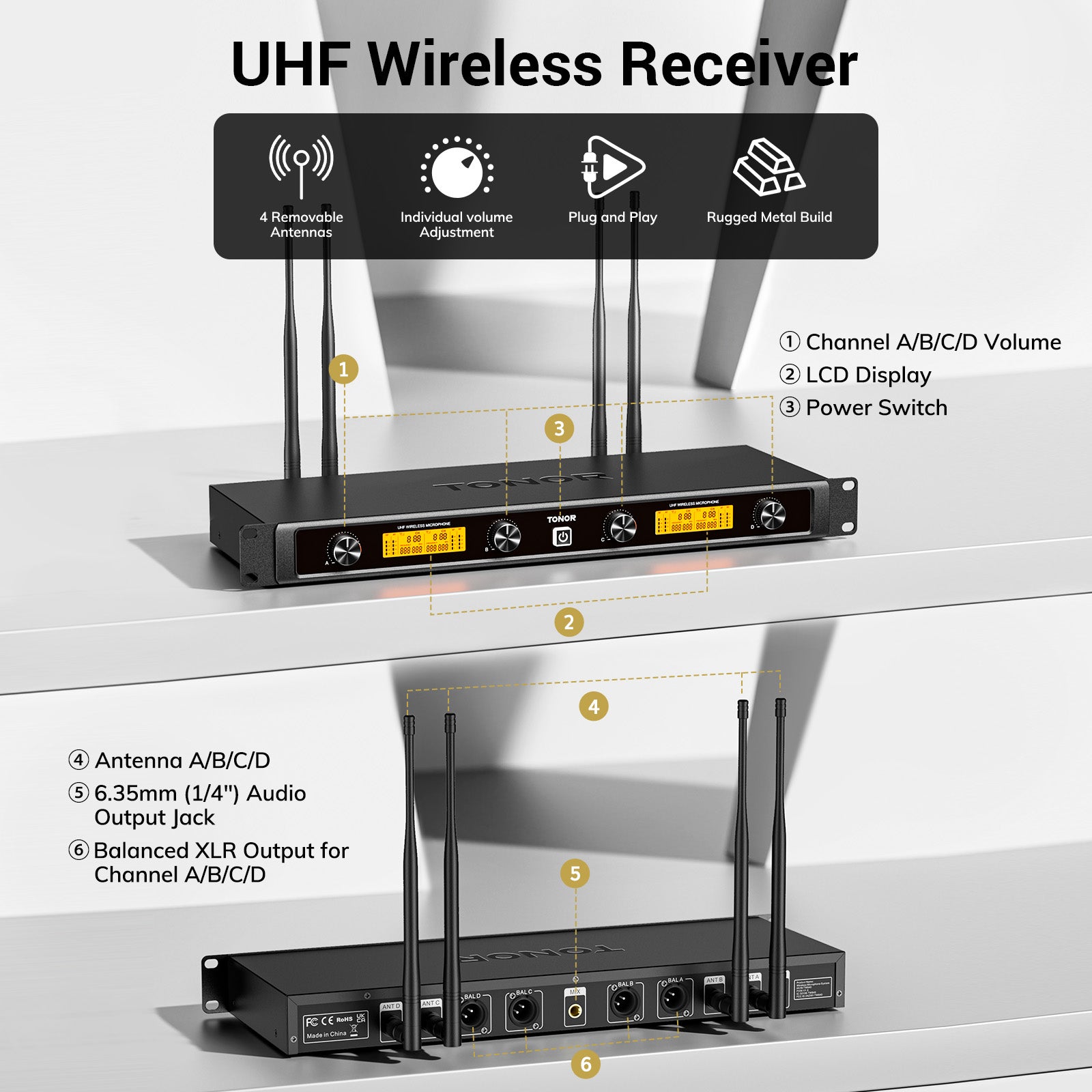 TW-840 Four Wireless Microphones - TONOR