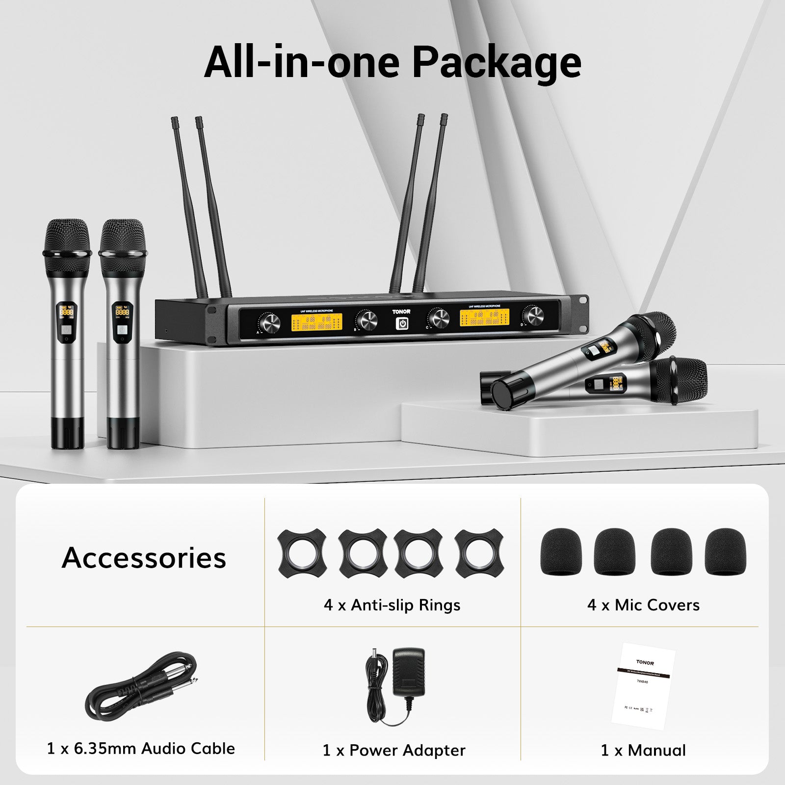 TW-840 Four Wireless Microphones - TONOR