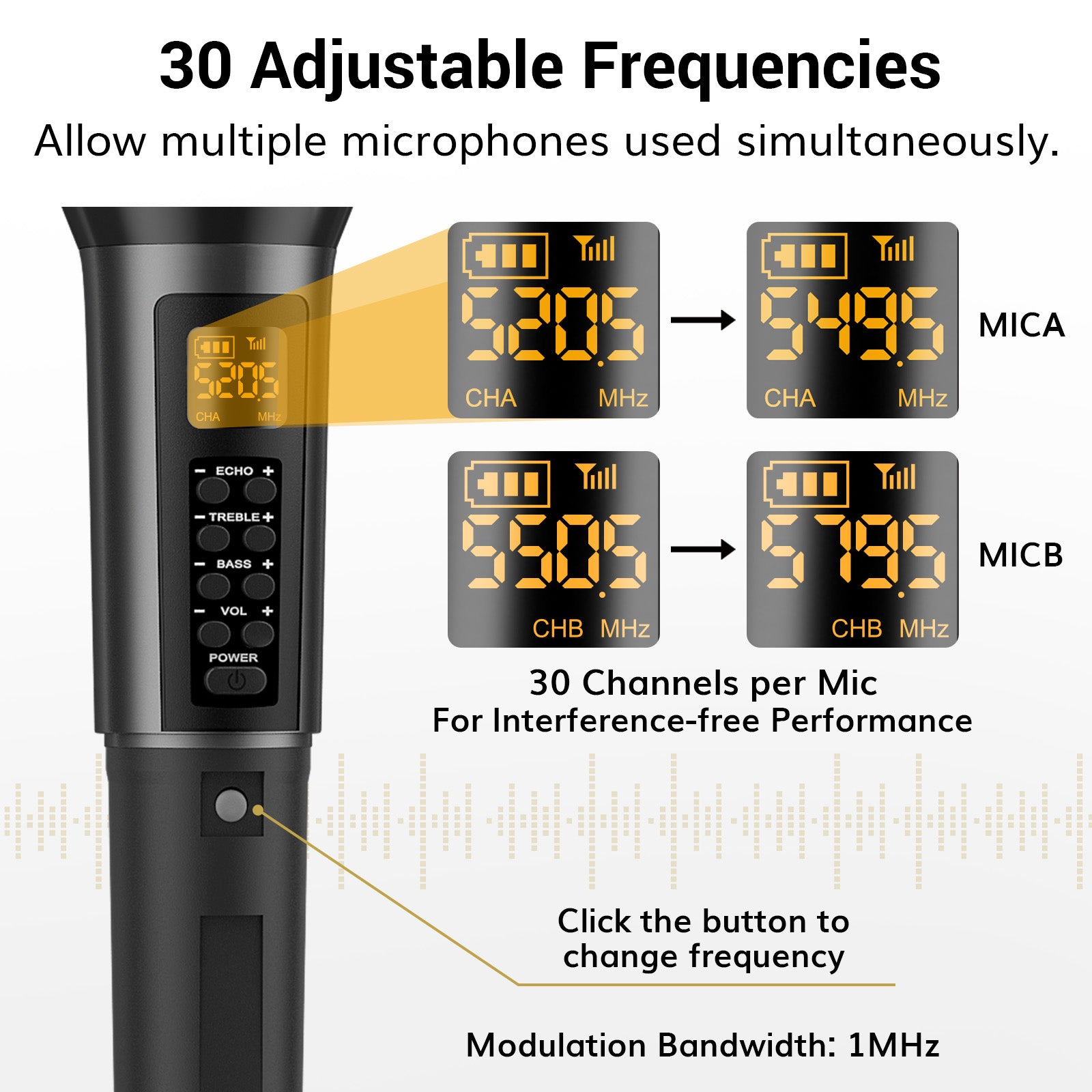 TW525 Wireless Microphone With Treble/Bass/Echo - TONOR