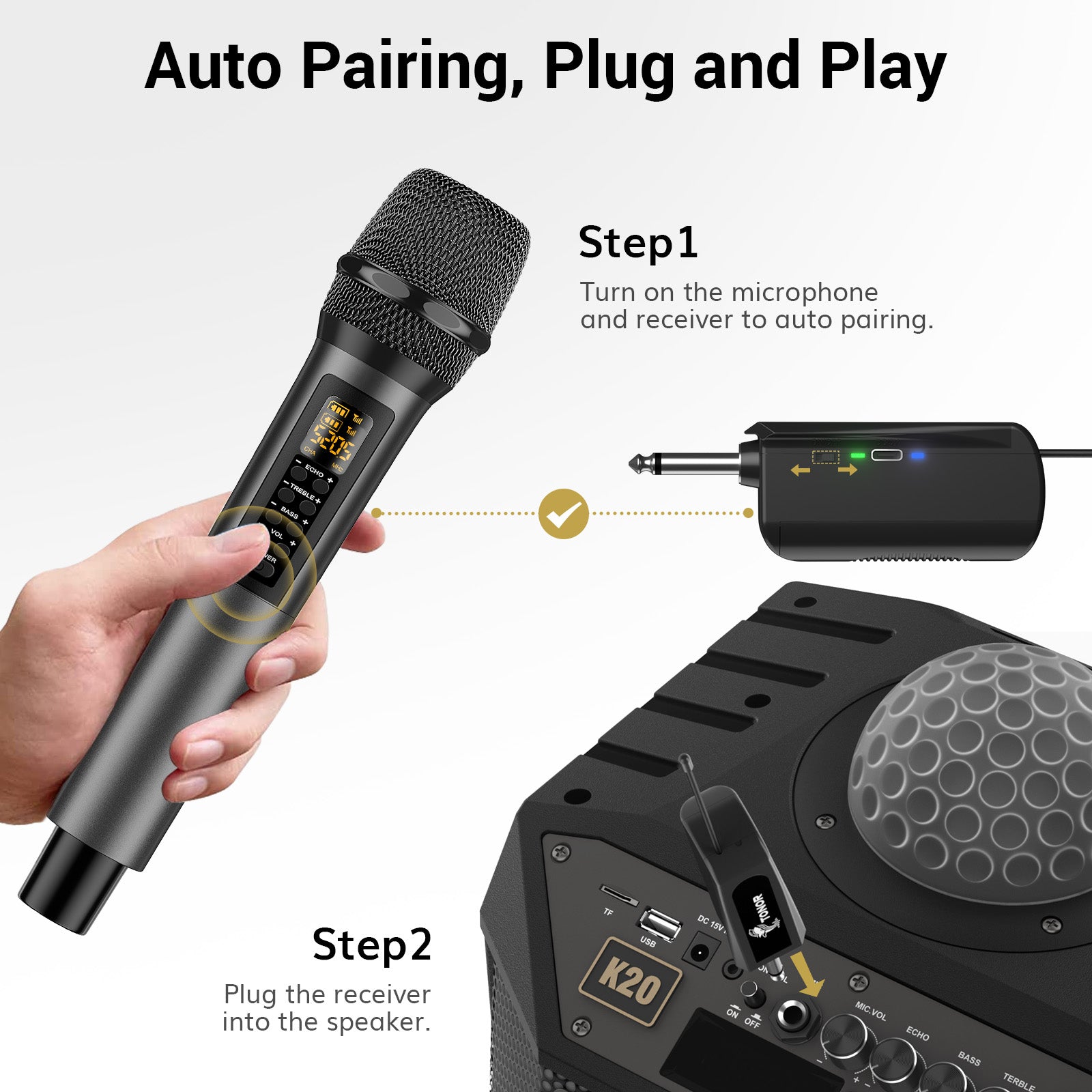 TW525 Wireless Microphone With Treble/Bass/Echo - TONOR