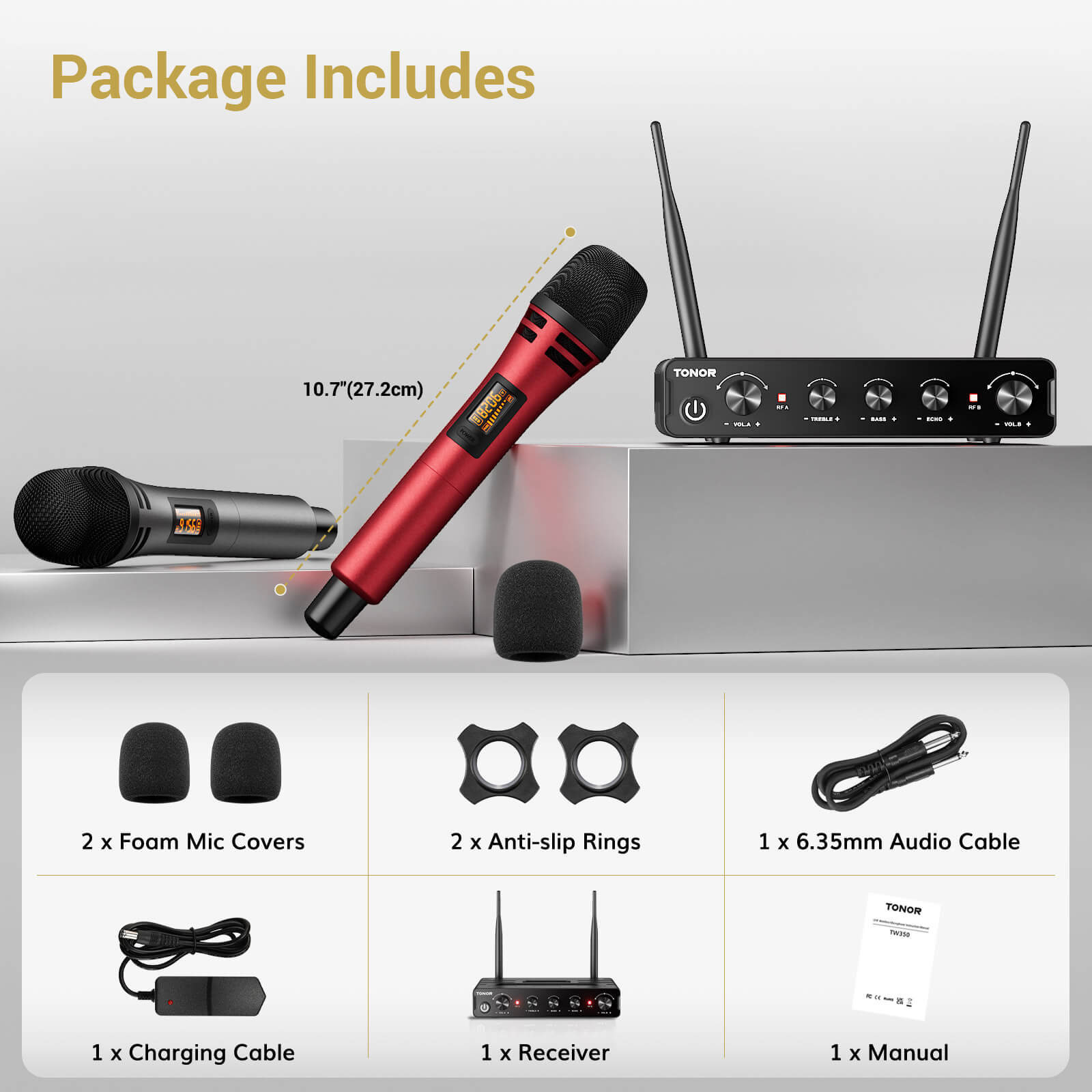 TW-350 Wireless Microphones with Receiver – TONOR